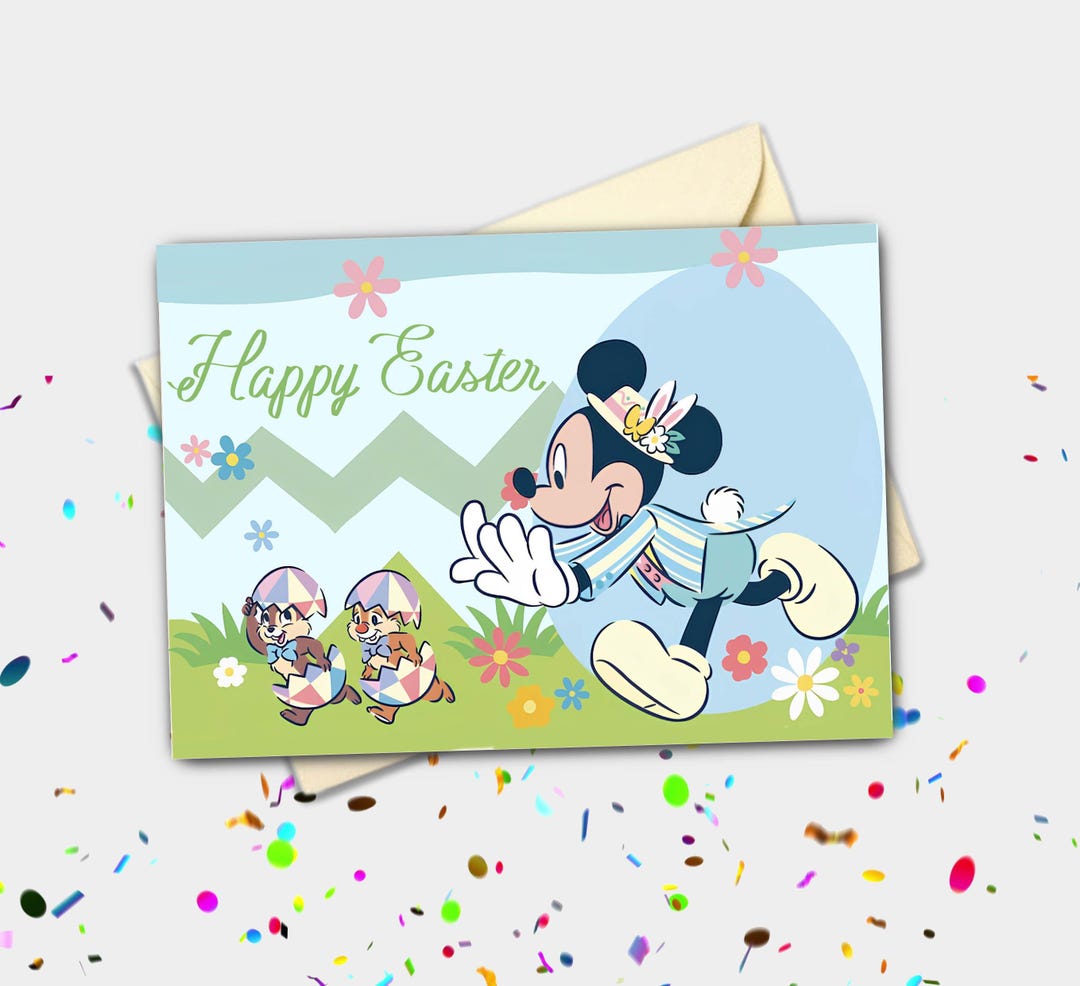 Mickey Mouse Chasing Chip and Dale Personalised Easter Card ...