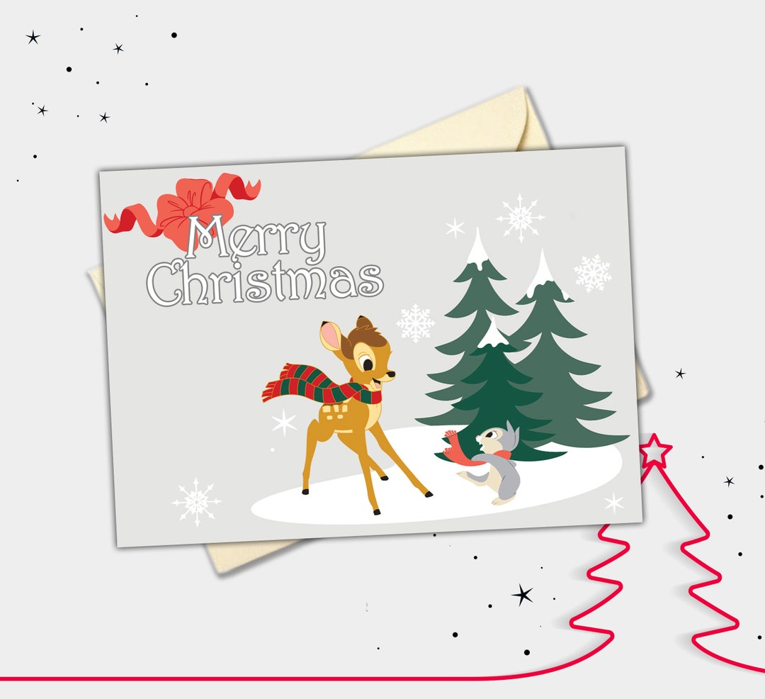 Bambi & Thumper Personalised Christmas Card - Etsy