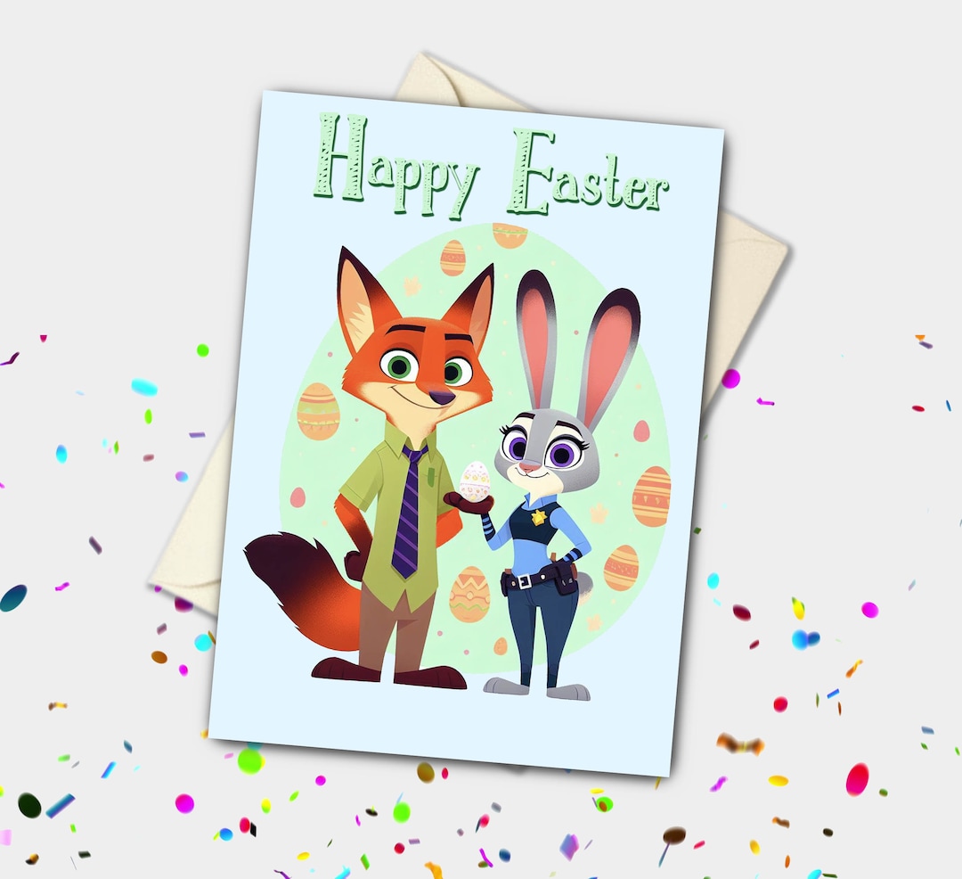Nick and Judy Hopps Egg-tastic Personalised Easter Card - Etsy