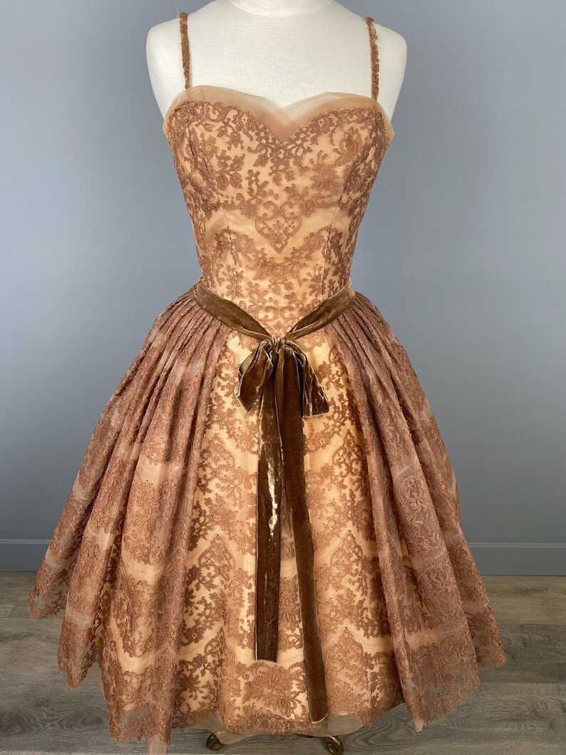 Vintage Lace Party Dress, 50s Lace Party Dress, Vintage Fit and Flare ...