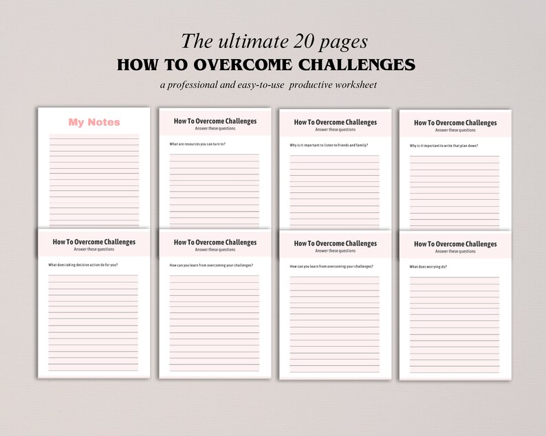 Printable How to Overcome Challenges Worksheet, Digital Download, Self ...