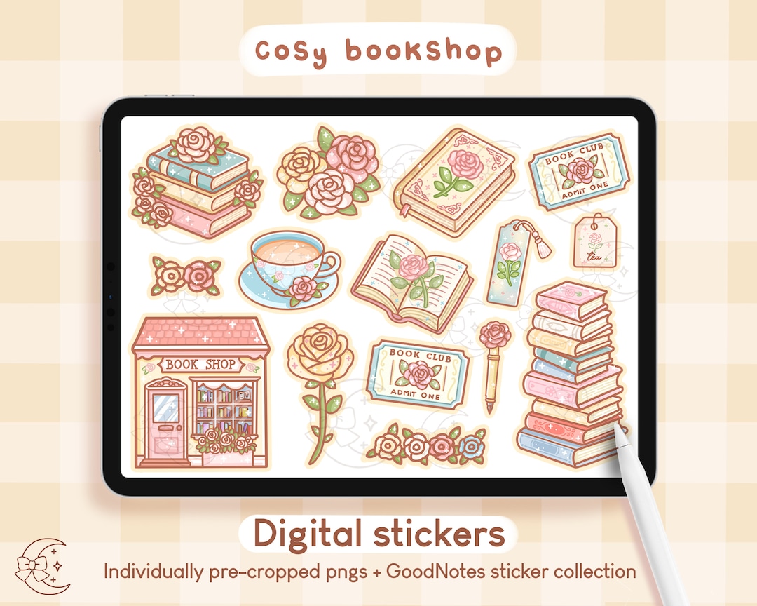 Cosy Bookshop Stickers | Floral Vintage Reading Books Library Book ...