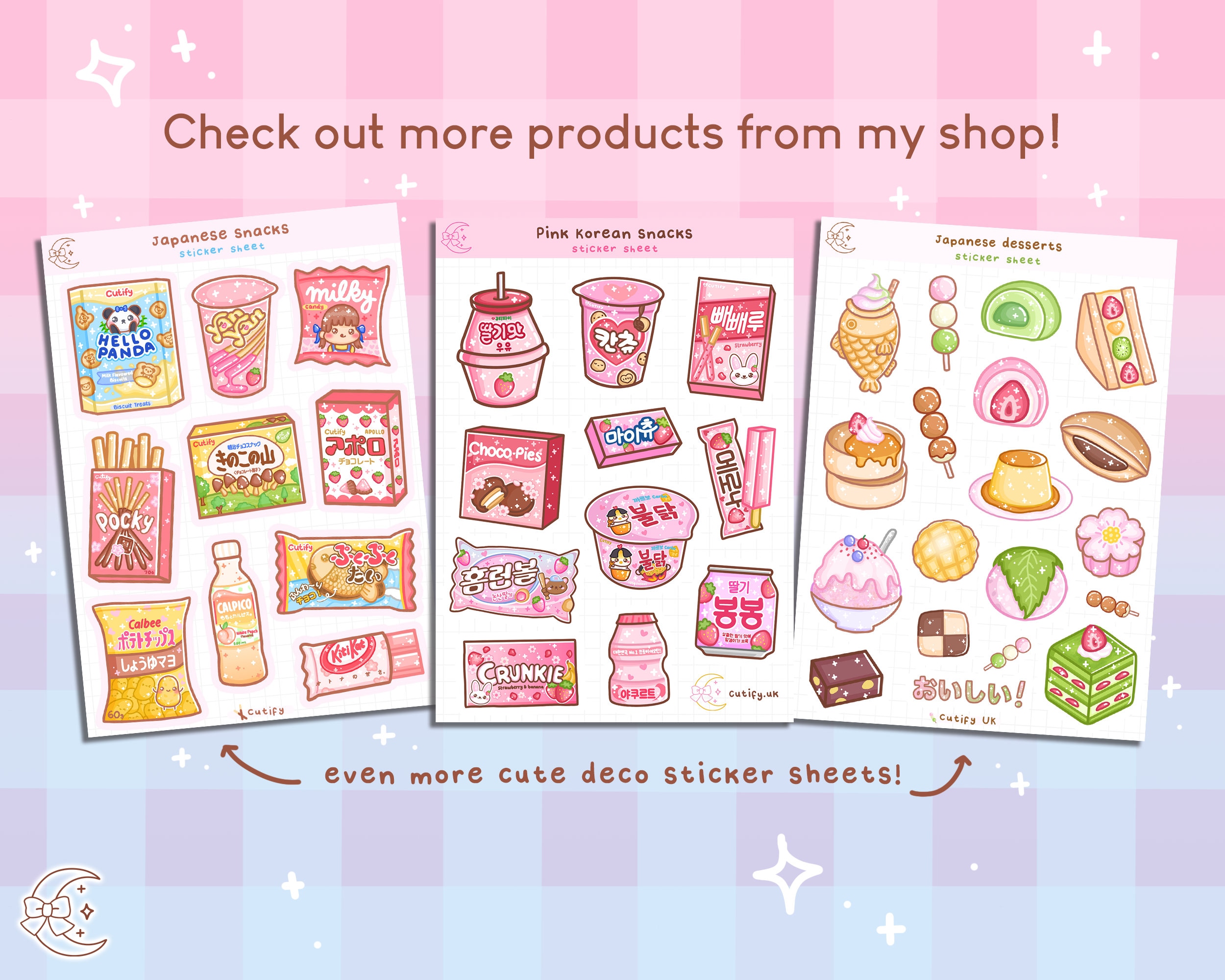 Pink Japanese Snacks Sticker Sheet Cute, Asian Snacks, Kawaii, Japan ...