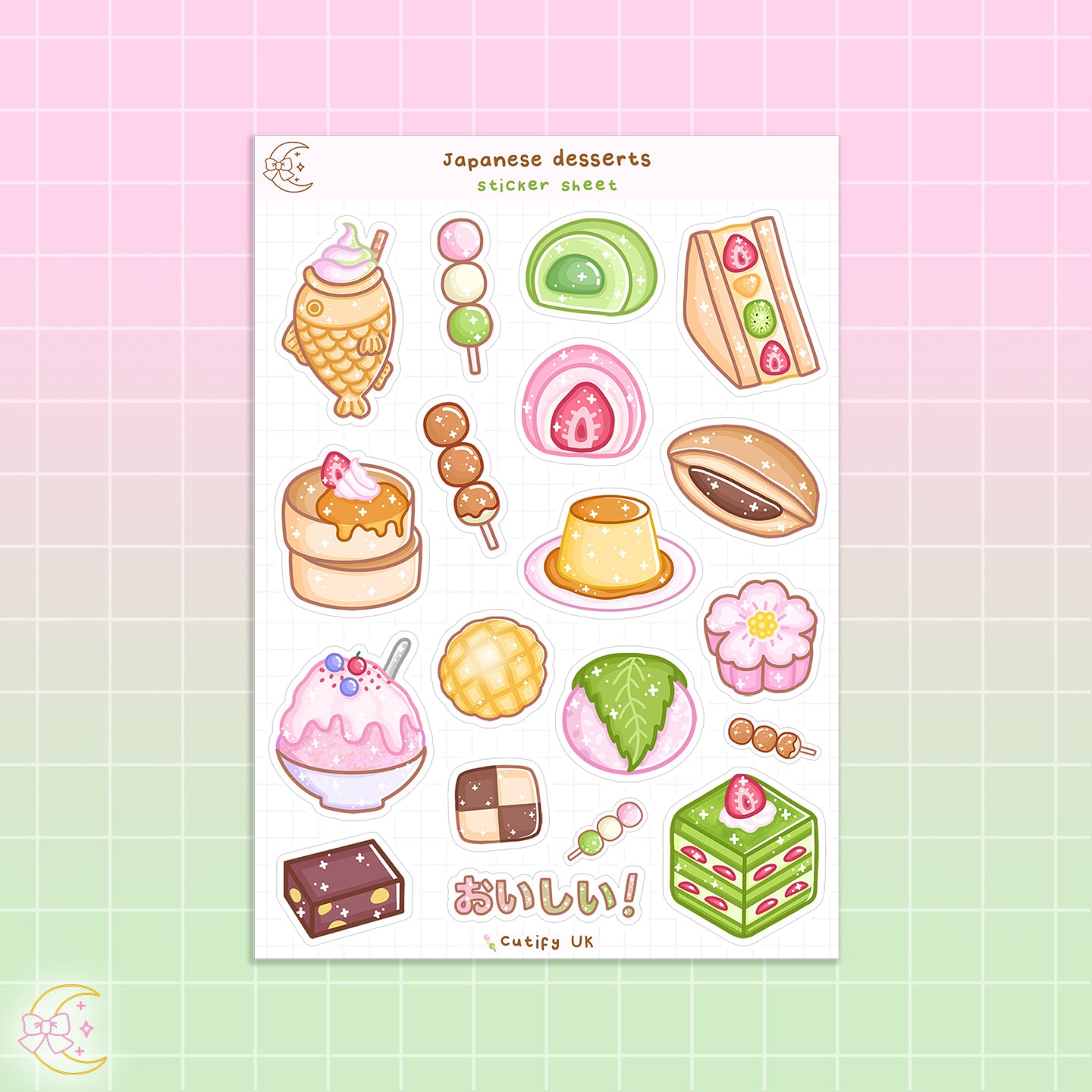 Japanese Desserts Sticker Sheet Cute, Kawaii, Aesthetic, Strawberry ...