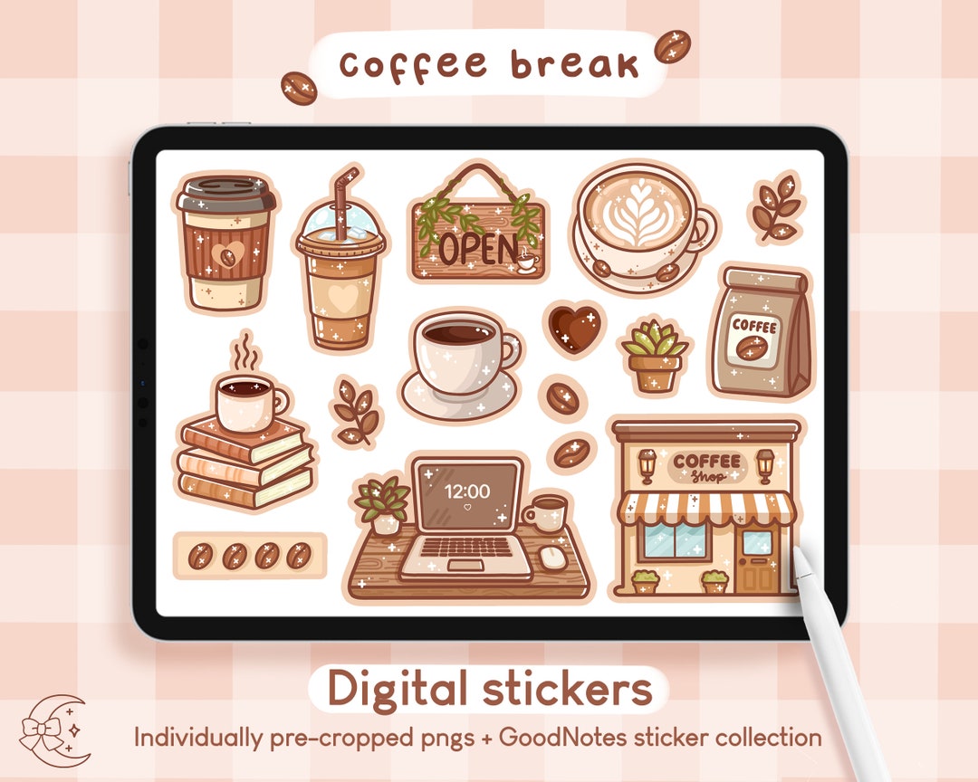 Coffee Break Digital Stickers | Goodnotes, Brown Beige Minimalist ...