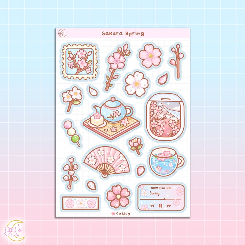 Sakura Spring Sticker Sheet Cute, Kawaii, Japan, Japanese, Cherry ...