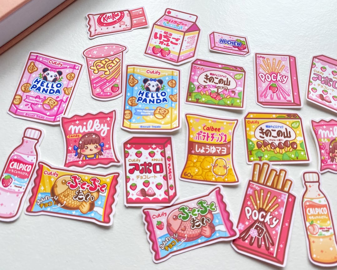 10x Japanese Snacks Die Cut Sticker Pack - Set of 10 Cute Asian Snacks ...