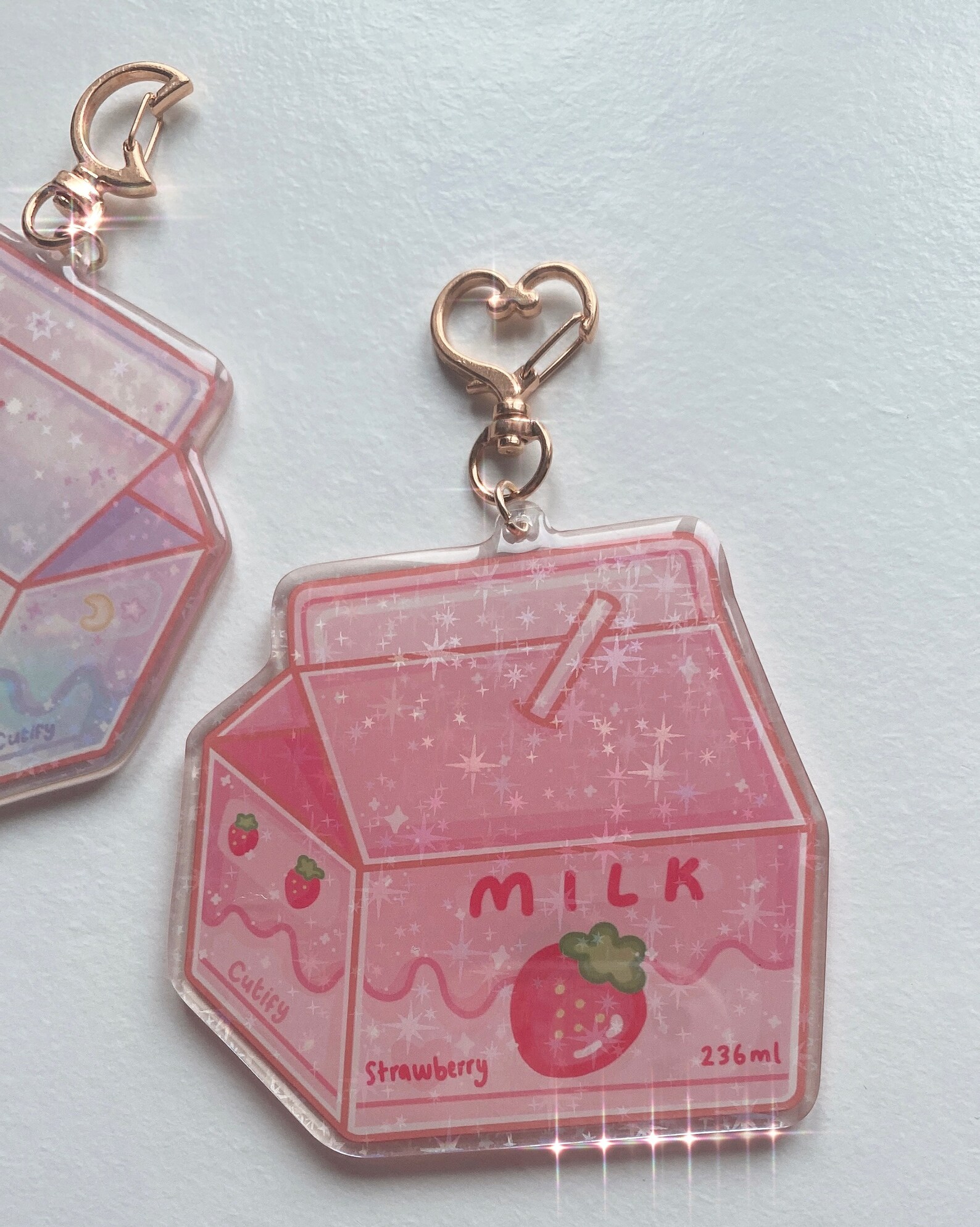 Cute Kawaii Milk Carton Keychains Strawberry Milk, Dreamy, Pastel, Moon ...