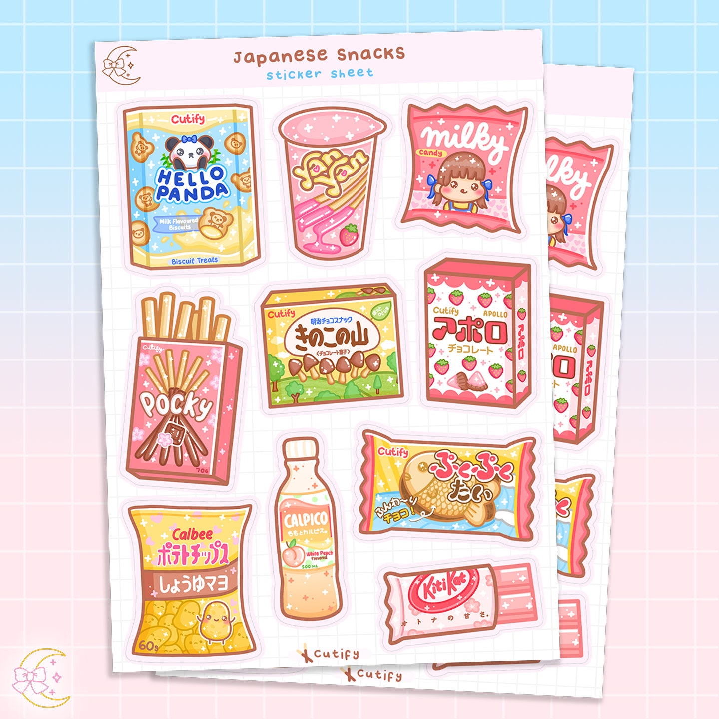 Japanese Snacks Sticker Sheet Cute, Asian Snacks, Kawaii, Japan ...