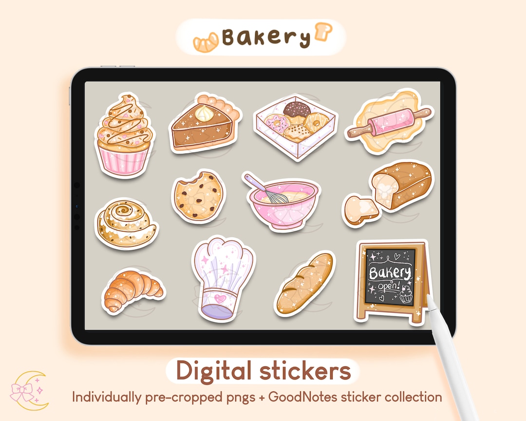 Bakery Digital Stickers | Goodnotes Stickers, Cute Kawaii Cake Bread ...