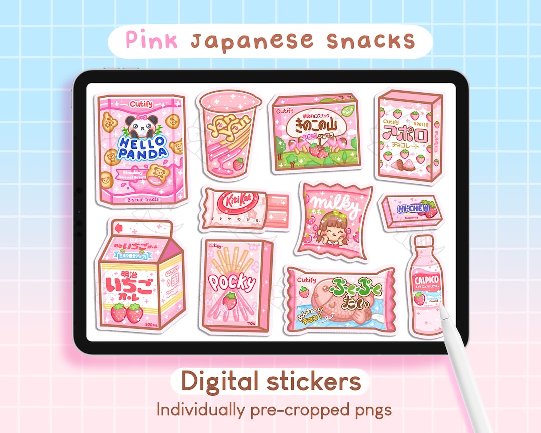 Pink Japanese Snacks Stickers | Goodnotes Digital Planner Cute Kawaii ...