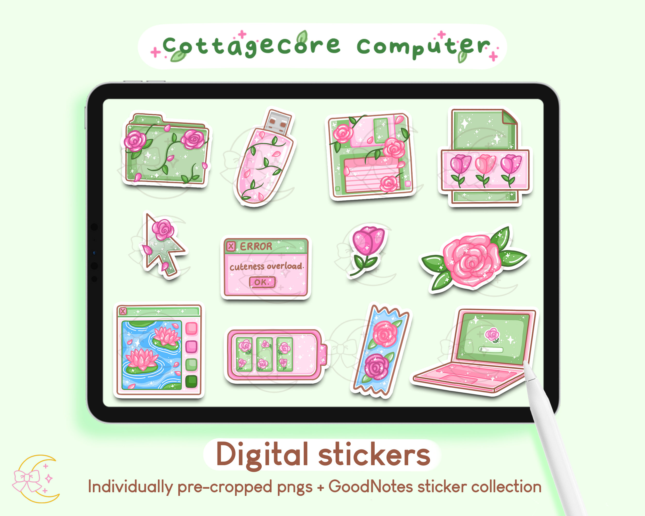 Cottagecore Computer Digital Stickers Goodnotes Stickers, Aesthetic ...