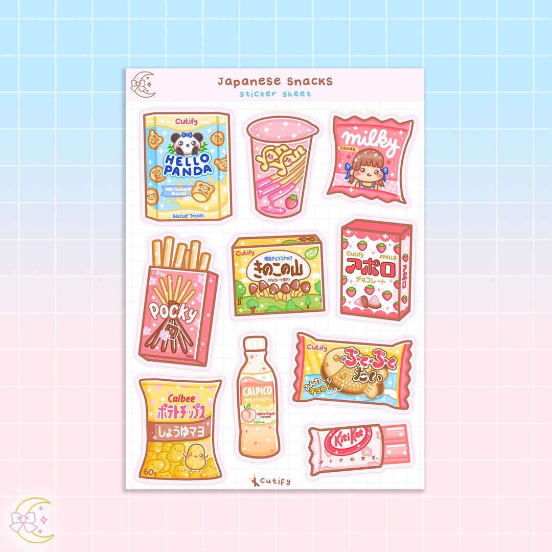 Japanese Snacks Sticker Sheet - Cute, Asian Snacks, Kawaii, Japan ...