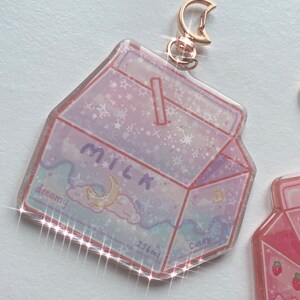 Cute Kawaii Milk Carton Keychains - Strawberry Milk, Dreamy, Pastel ...