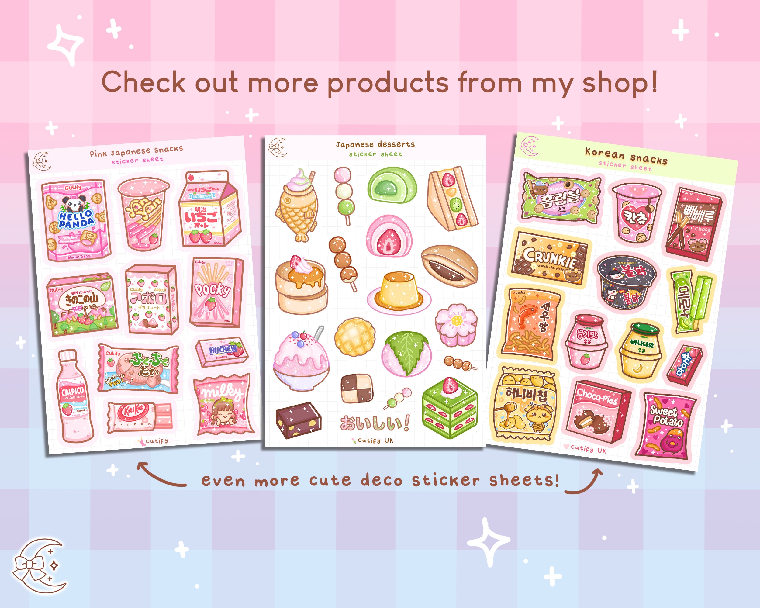 Pink Korean Snacks Sticker Sheet Cute, Asian Snacks, Kawaii, Milk ...