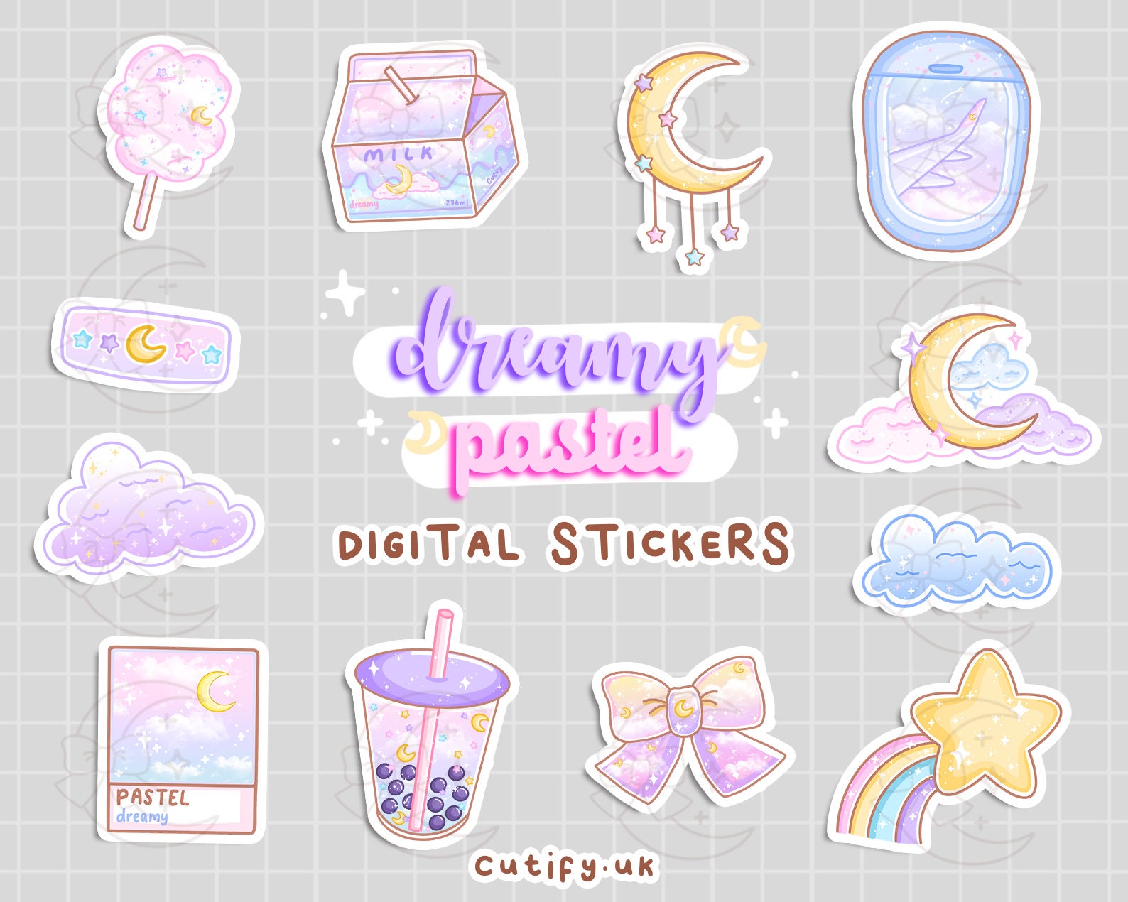 Dreamy Pastel Digital Sticker Pack Digital Planner Journal - Etsy