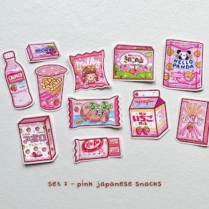 10x Japanese Snacks Die Cut Sticker Pack - Set of 10 Cute Asian Snacks ...