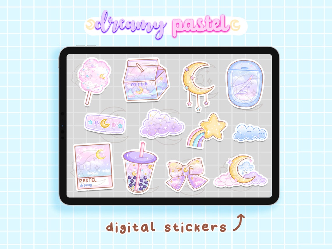 Dreamy Pastel Digital Sticker Pack Digital Planner Journal - Etsy