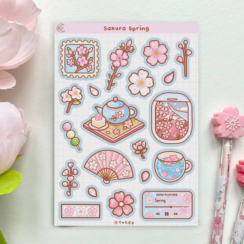 Japanese Stickers Sakura - Etsy UK