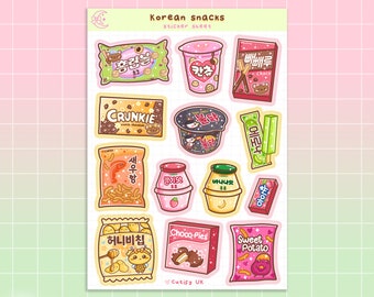 Japanese Snacks Sticker Sheet Cute, Asian Snacks, Kawaii, Japan ...