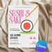 Sushi & Sake Dinner Party Invitation Template Sushi Marking Party ...