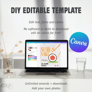 Sushi & Sake Dinner Party Invitation Template Sushi Marking Party ...