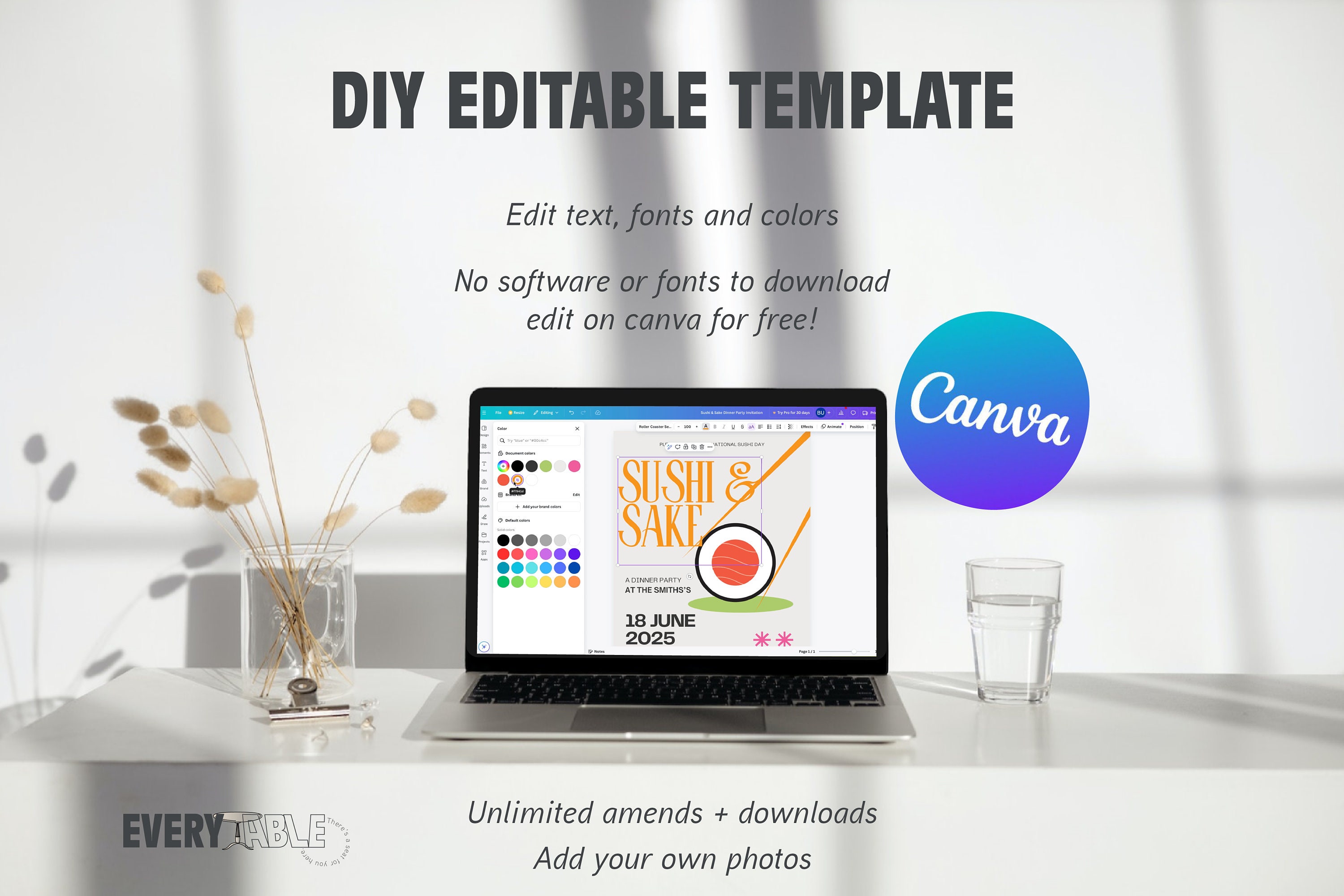 Sushi & Sake Dinner Party Invitation Template Sushi Marking Party ...