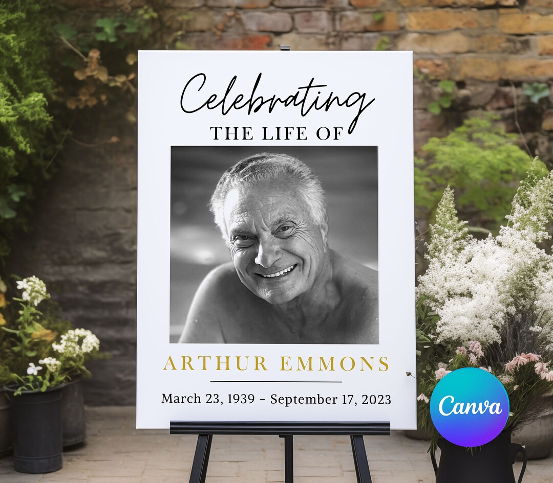 FUNERAL WELCOME SIGN L Editable Template L Celebration of Life Memorial ...
