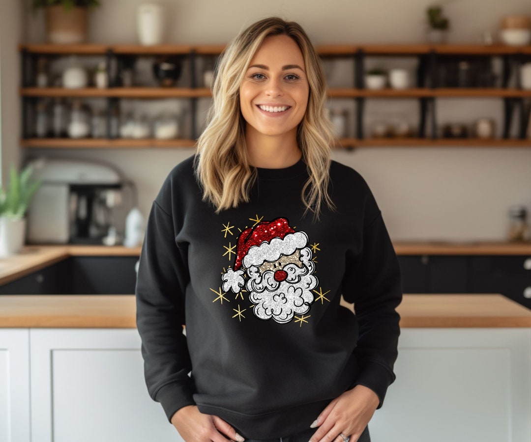 Sparkly Santa Crew Neck Sweatshirt. - Etsy