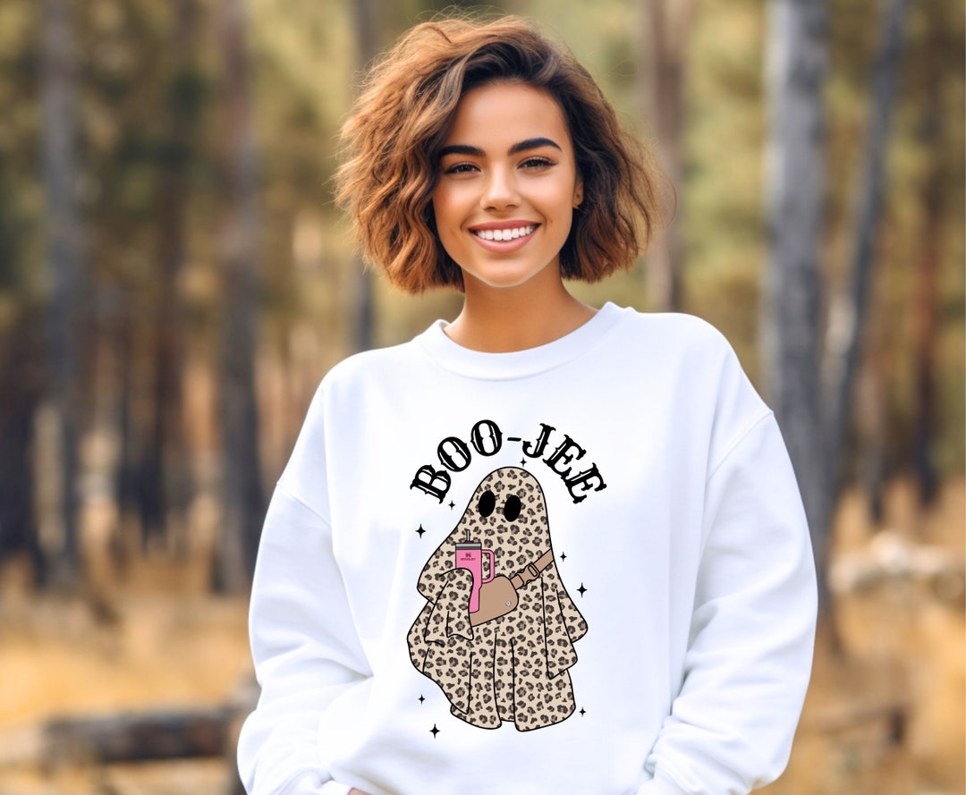 Boo Jee Cheetah Ghost Crew Neck Sweatshirt. - Etsy