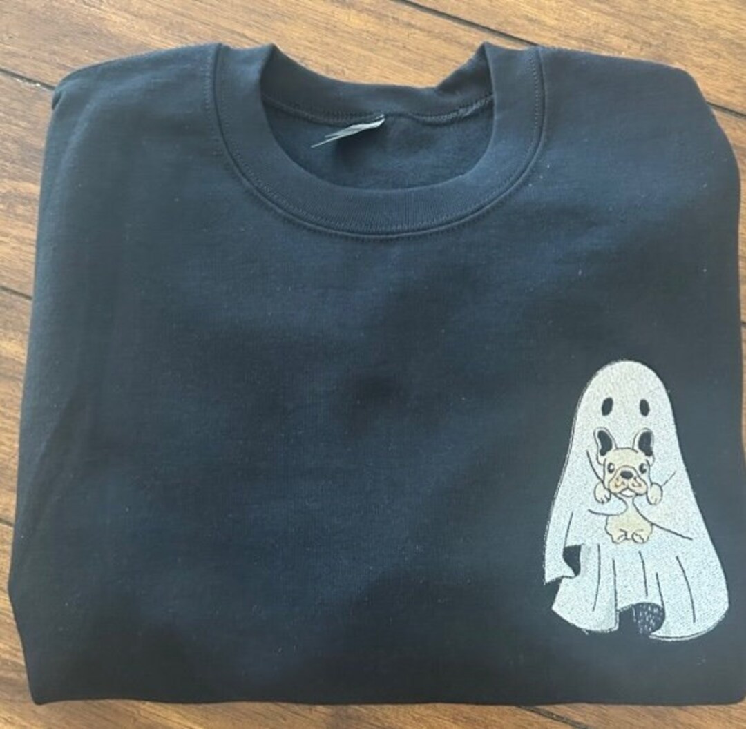 Frenchie Ghost Embroidered Halloween Crew Neck Sweatshirt. - Etsy