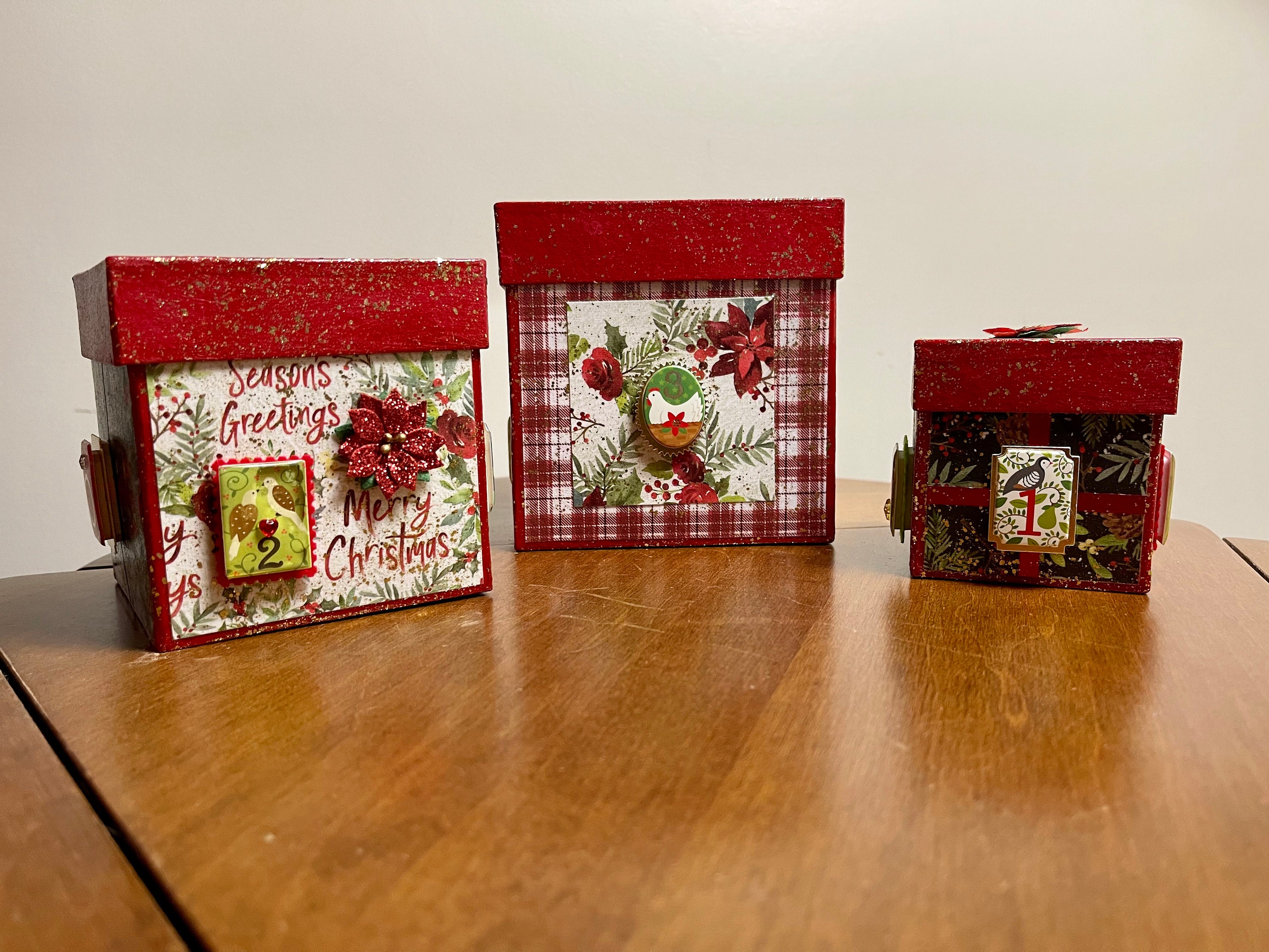 12 Days of Christmas Nesting Boxes, One-of-a-kind, Christmas Decoupage ...