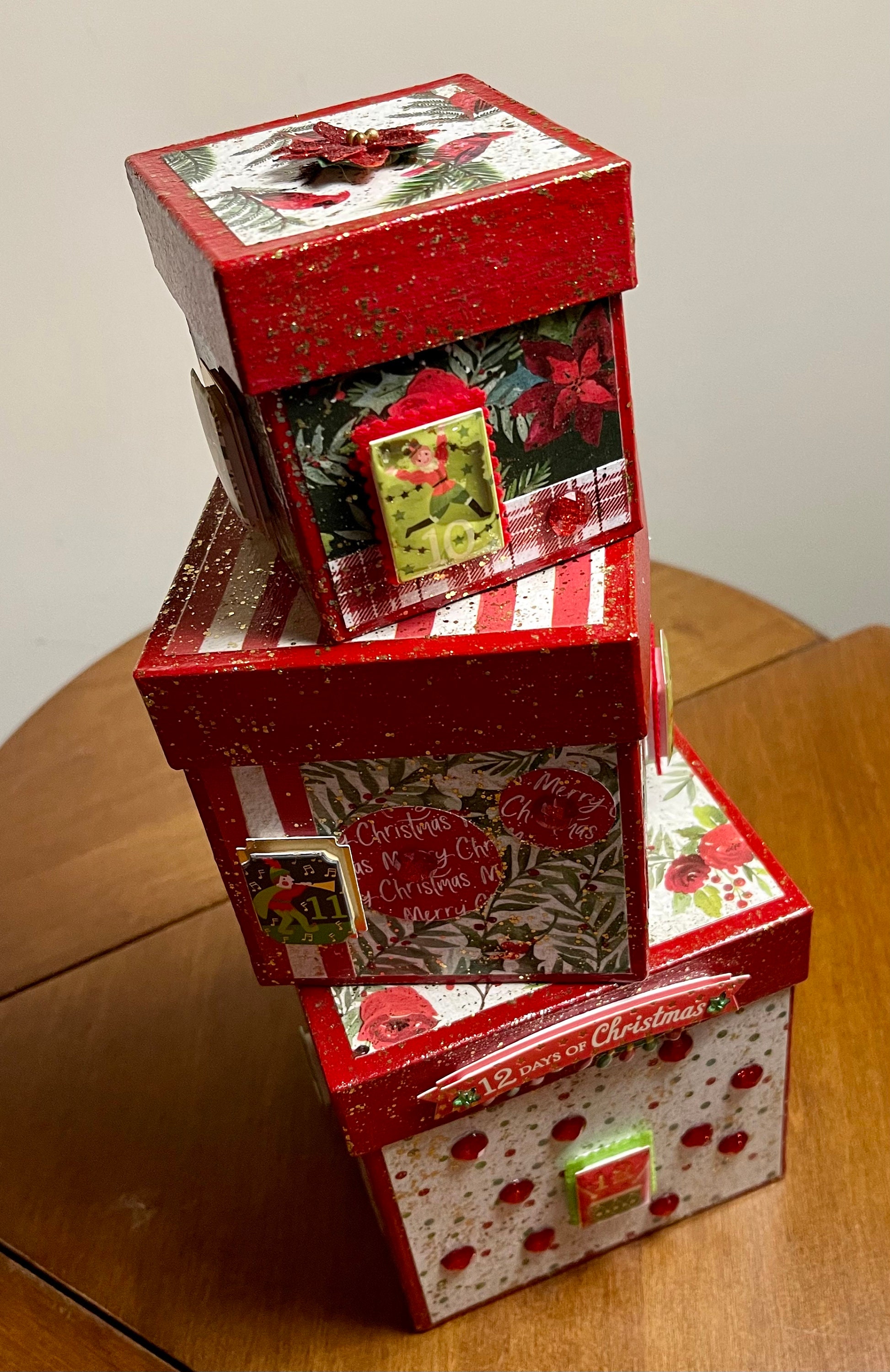12 Days of Christmas Nesting Boxes, One-of-a-kind, Christmas Decoupage ...