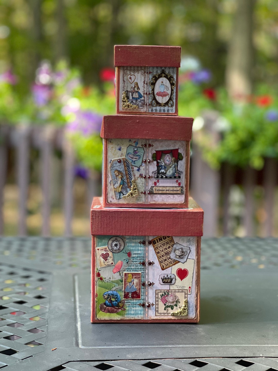 Alice in Wonderland Nesting Boxes, Queen of Hearts, One-of-a-kind ...