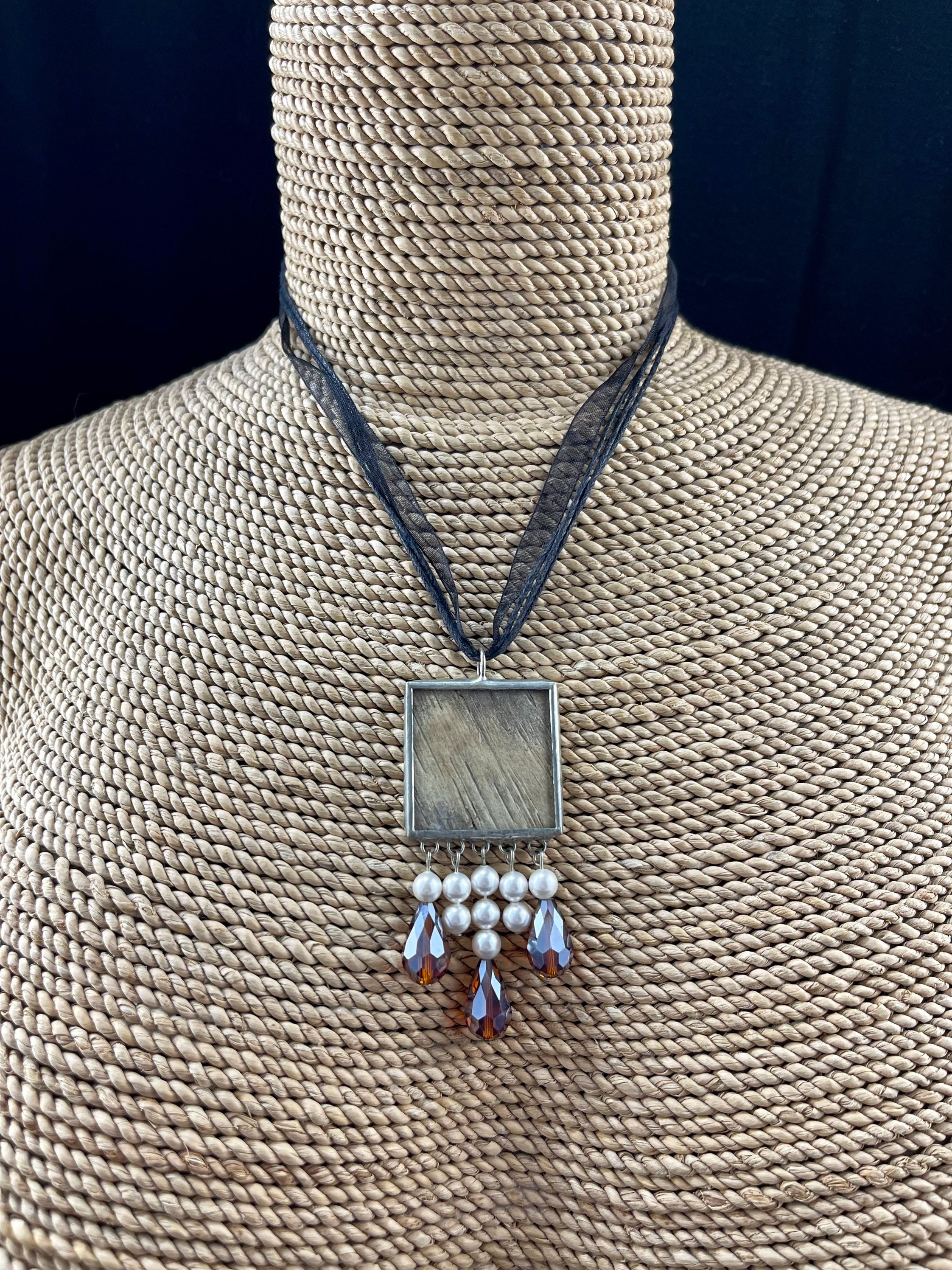 Birch Tree Bark Soldered Pendant, One of a Kind Soldered Jewelry ...
