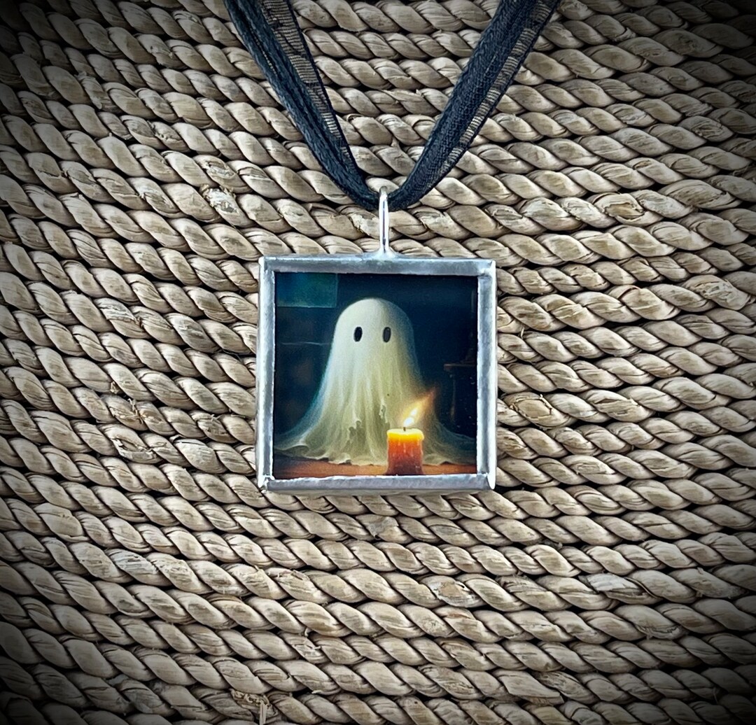 Halloween Ghost Soldered Pendant, Sweet Happy Ghost Pendant, Ghost With ...