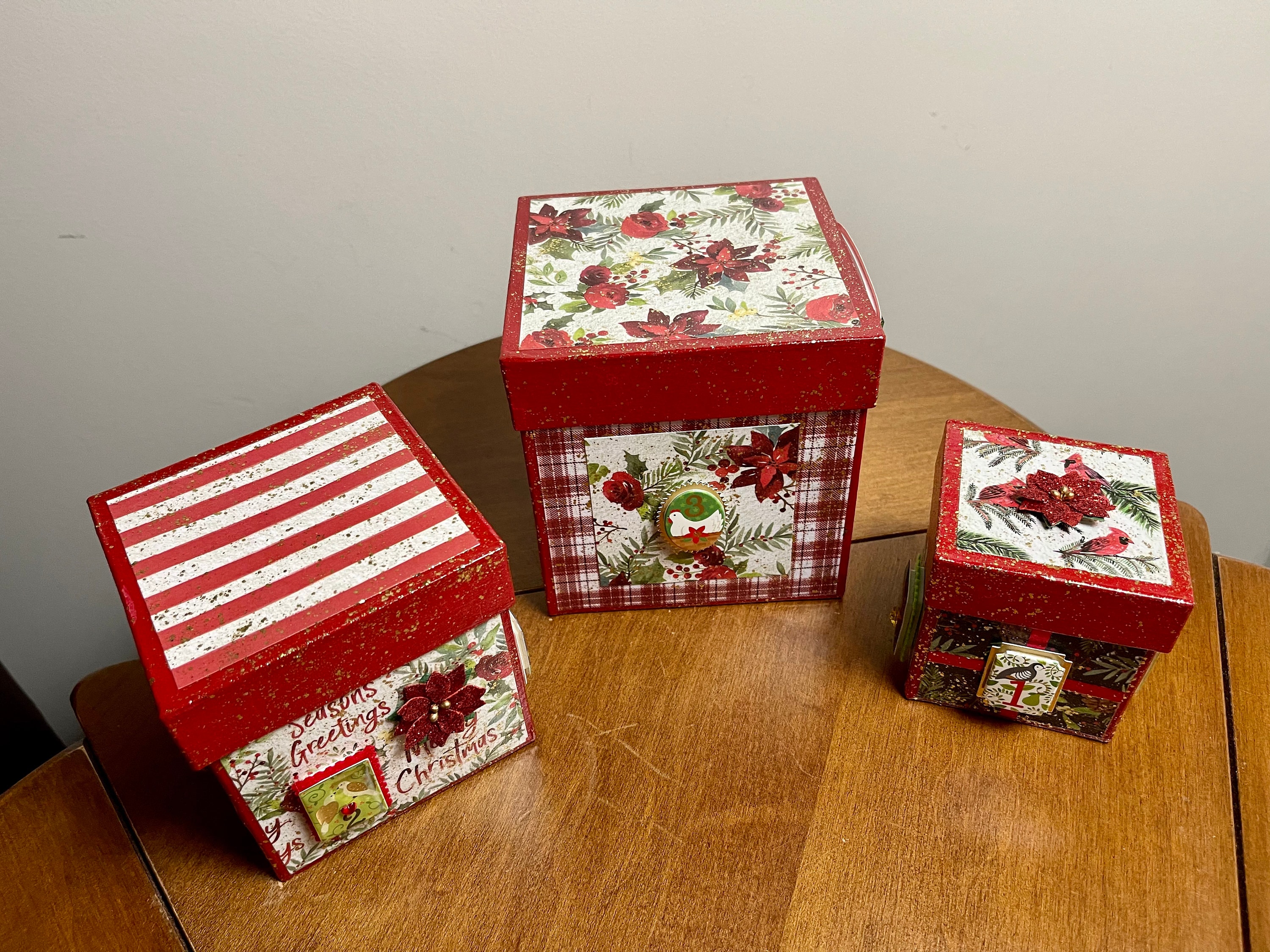 12 Days of Christmas Nesting Boxes, One-of-a-kind, Christmas Decoupage ...