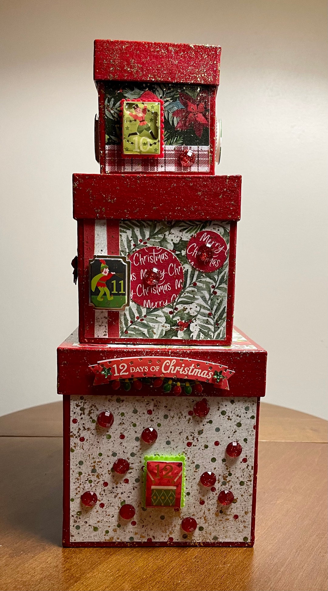 12 Days of Christmas Nesting Boxes, One-of-a-kind, Christmas Decoupage ...