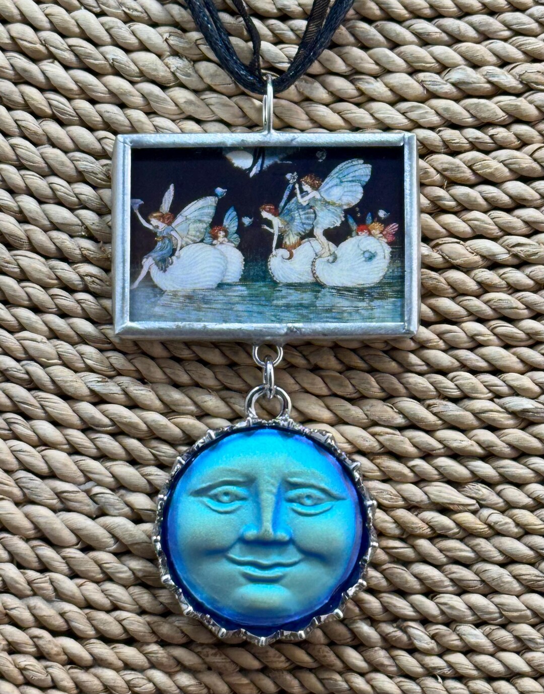 Vintage Fairy Pendant, Fairy Pendant, Moon Face Adornment, Fairies ...