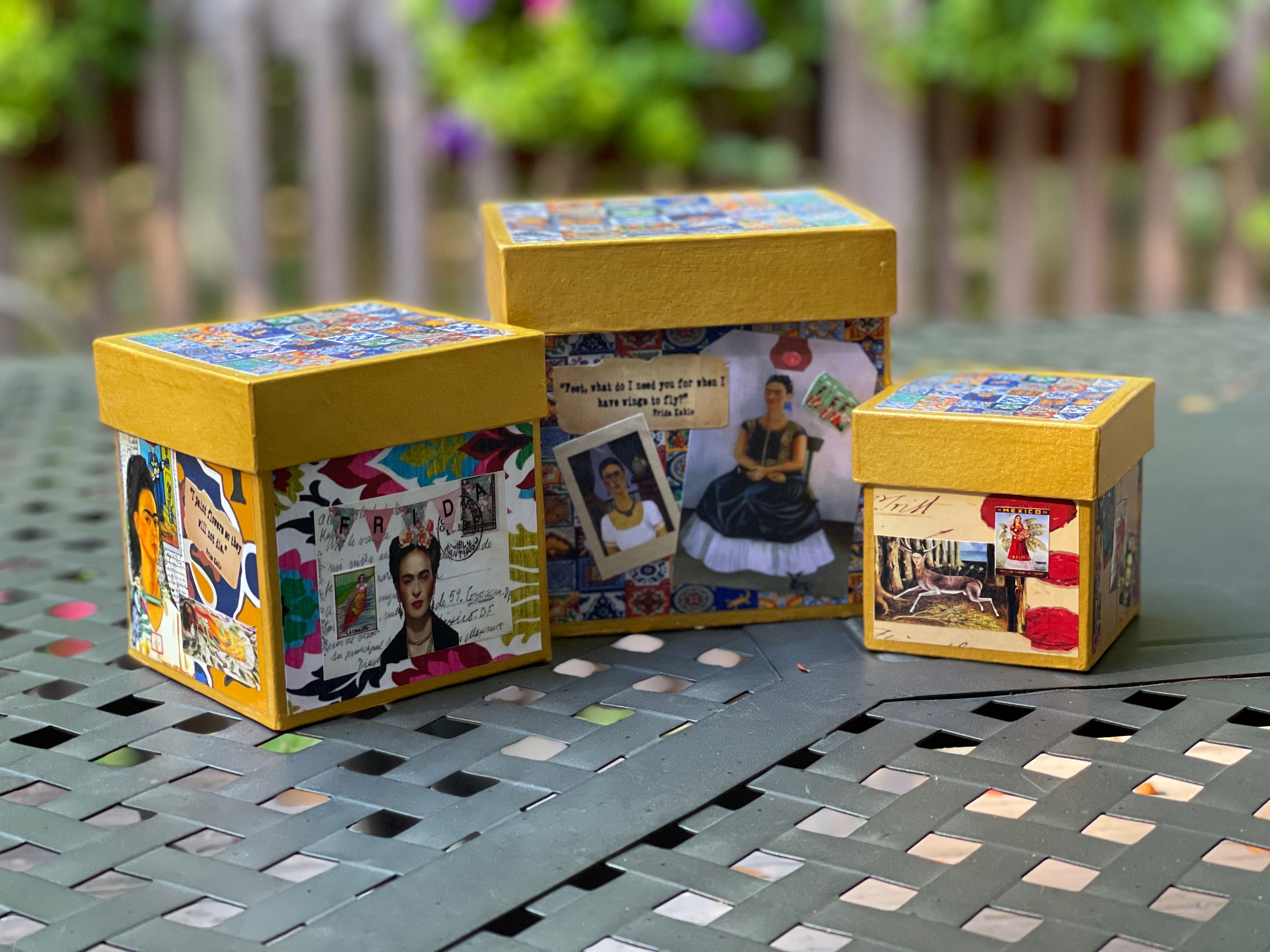 Frida Kahlo Nesting Boxes One of a Kind Decoupage Nesting - Etsy