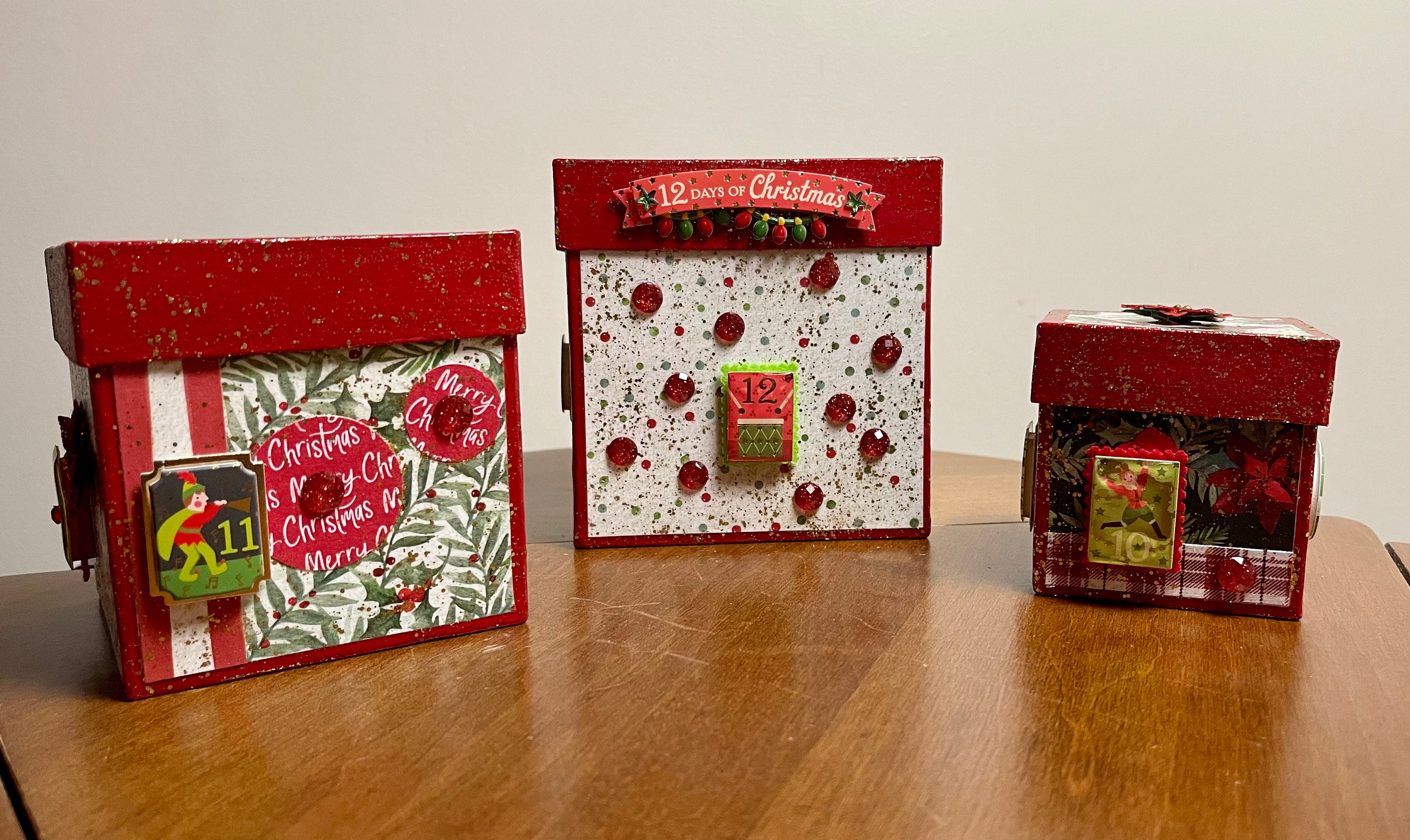 12 Days of Christmas Nesting Boxes, One-of-a-kind, Christmas Decoupage ...