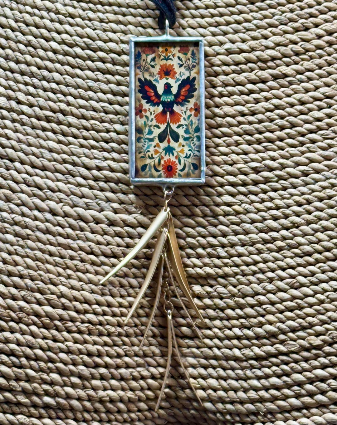 Frida Kahlo Syle Soldered Pendant, Eclectic Bird, Gift for Her, Solder ...