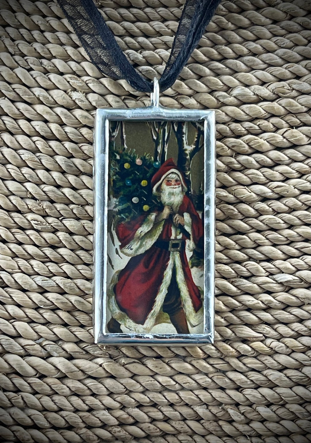 Vintage Christmas Soldered Pendant Vintage Santa Pendant - Etsy