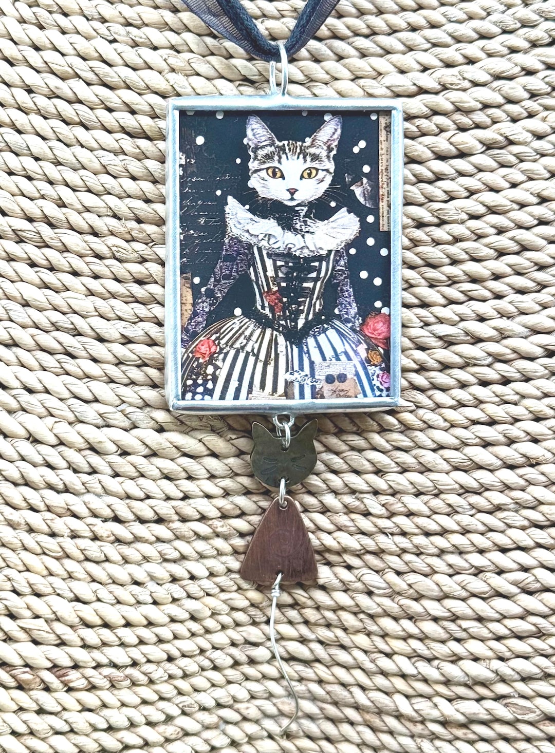 Fancy Whimsical Cat Solder Pendant, Cat Lovers Jewelry, Reversible ...