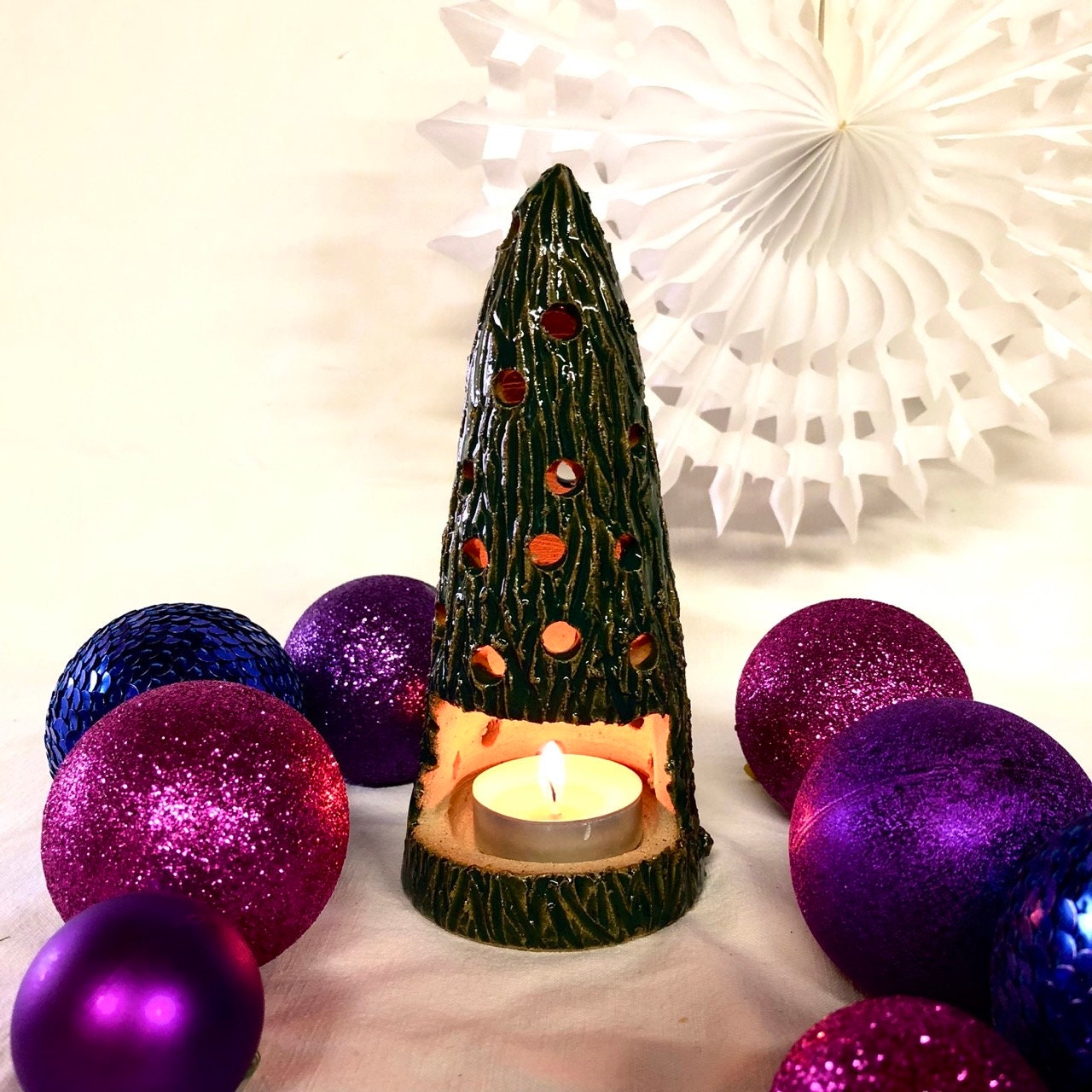 Glossy Dark Green Glazed Stoneware Pottery Bark Christmas Tree - Etsy