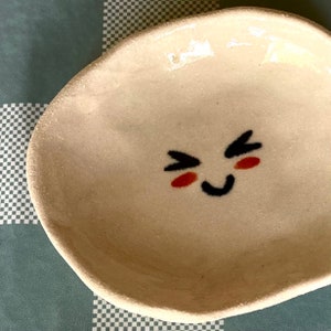 Handpainted Emoji Face Kawaii Ceramic Pottery Mini Ring Jewellery ...