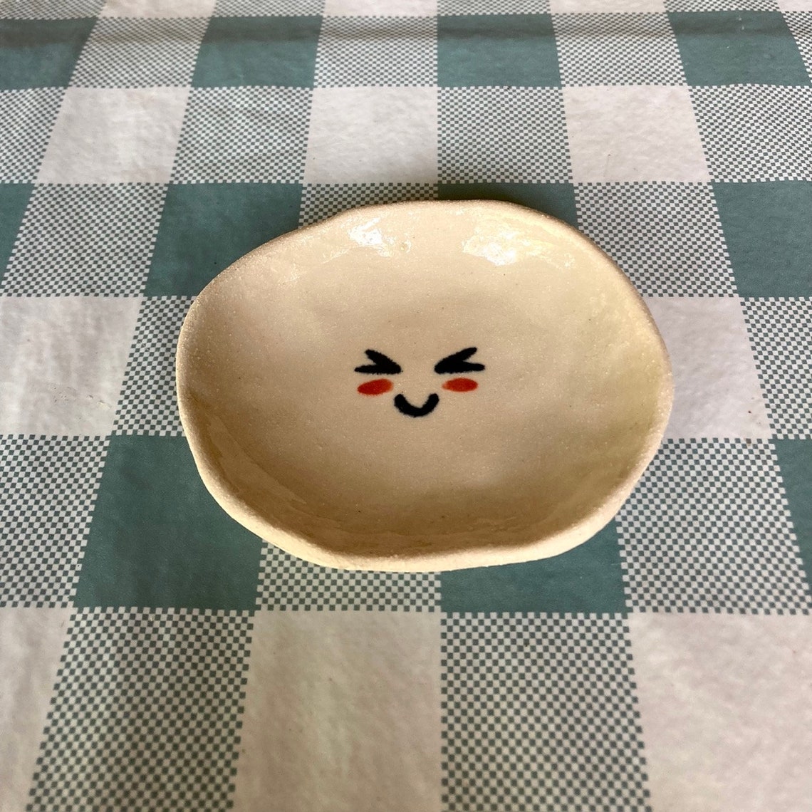 Handpainted Emoji Face Kawaii Ceramic Pottery Mini Ring Jewellery ...