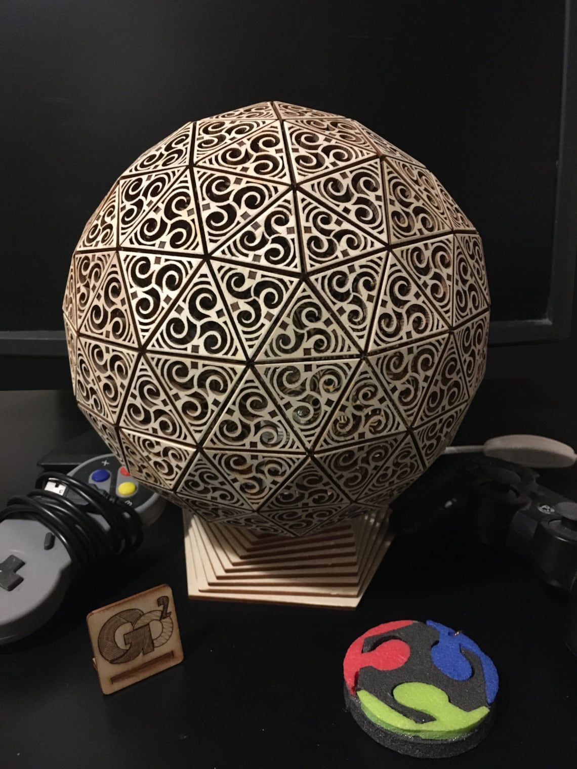 Geometric Wooden Lamp / Modern Light / Bedroom / Living Room / Children ...