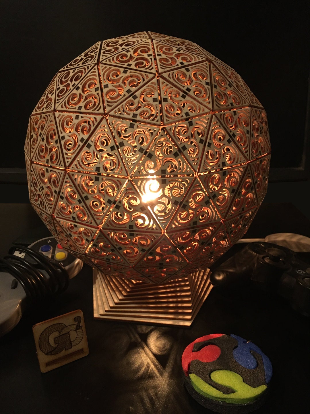 Geometric Wooden Lamp / Modern Light / Bedroom / Living Room / Children ...