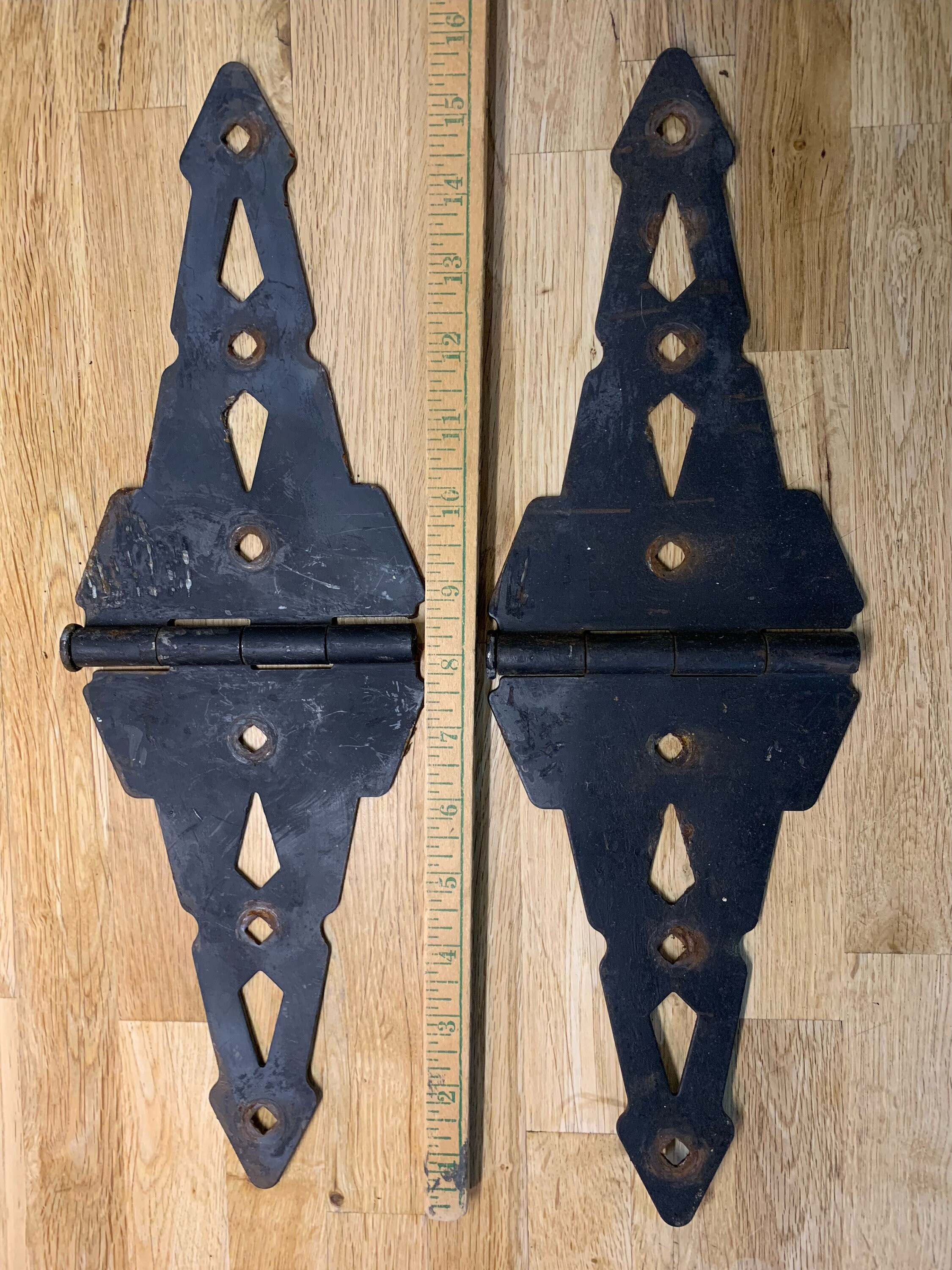 Pair of Antique Iron Hinges - Etsy